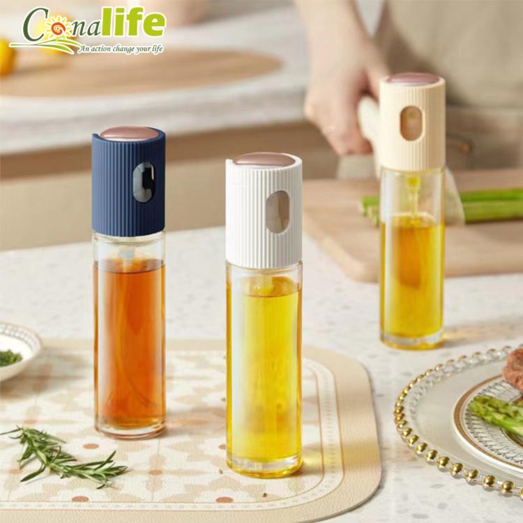 【Conalife】升級款控油霧化按壓玻璃油醋瓶(3入)